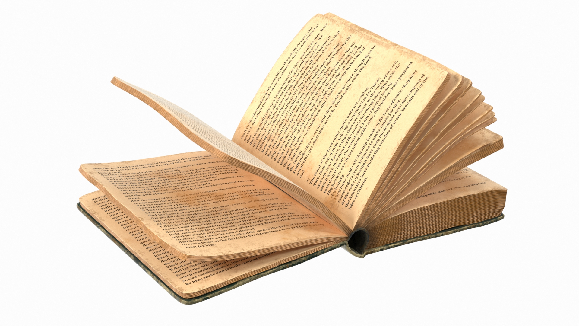 3D Model Half Opened Very Old Book - TurboSquid 2005967