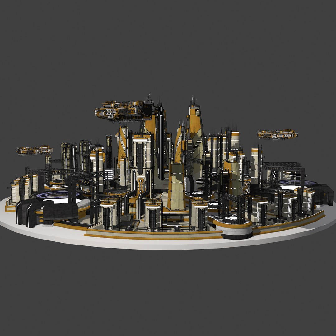 3d Model Of - Sci Fi Cityscape