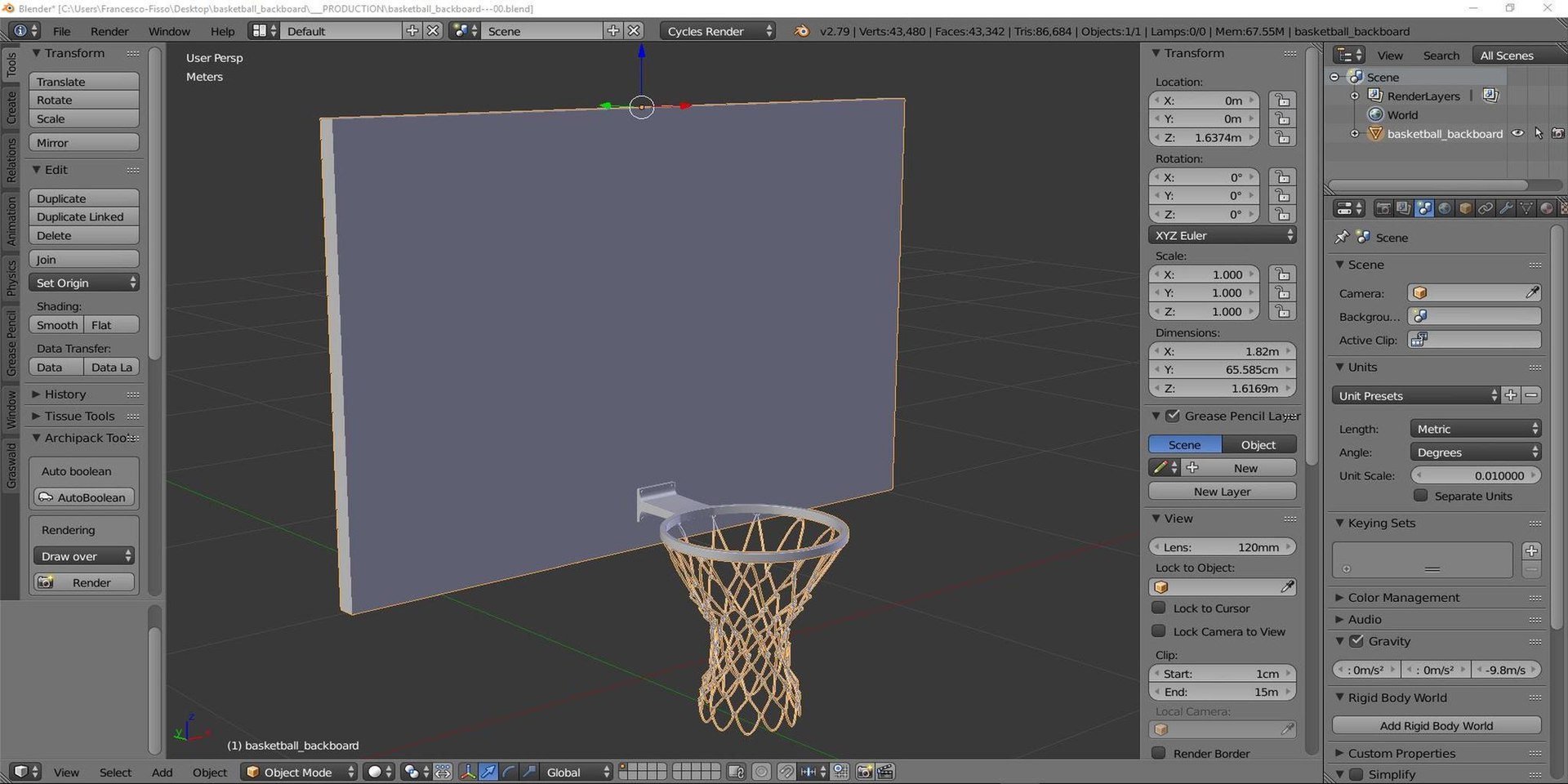 Basketball backboard 3D model - TurboSquid 1400652