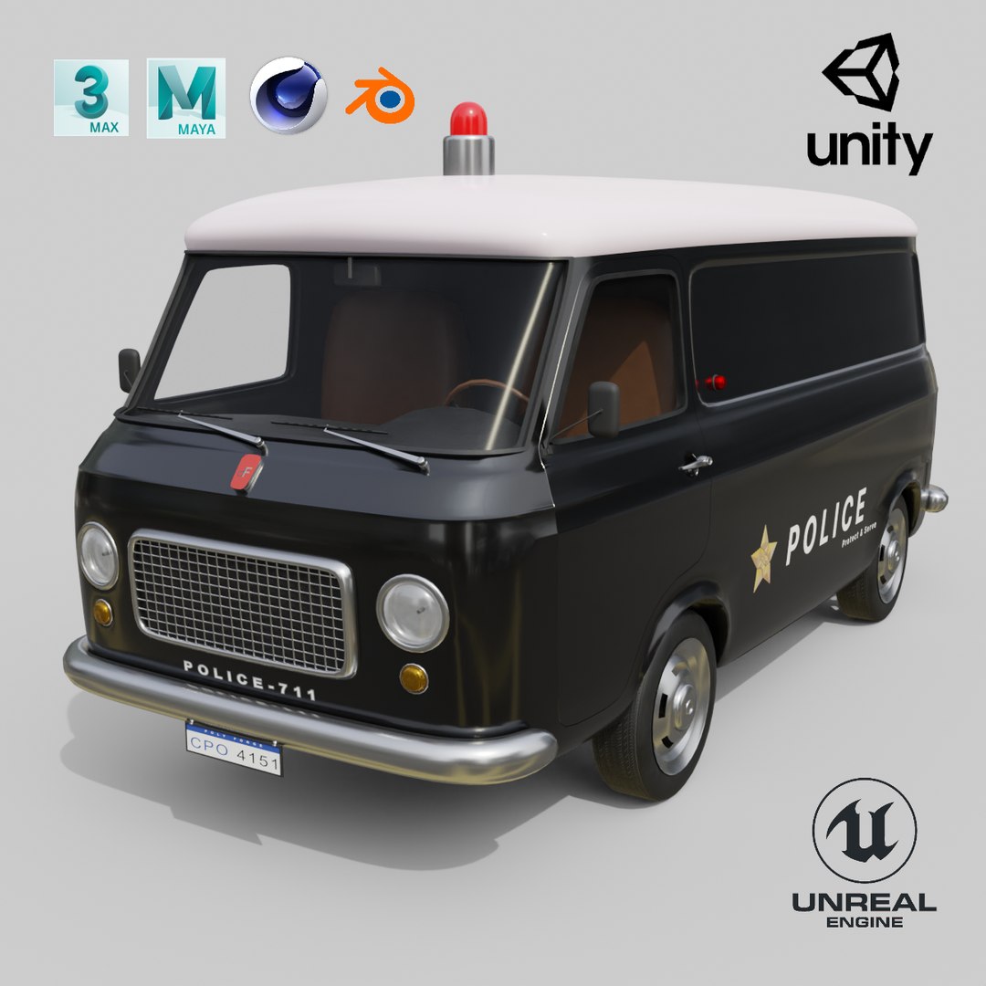 3D Vintage Police Van Model - TurboSquid 2273987