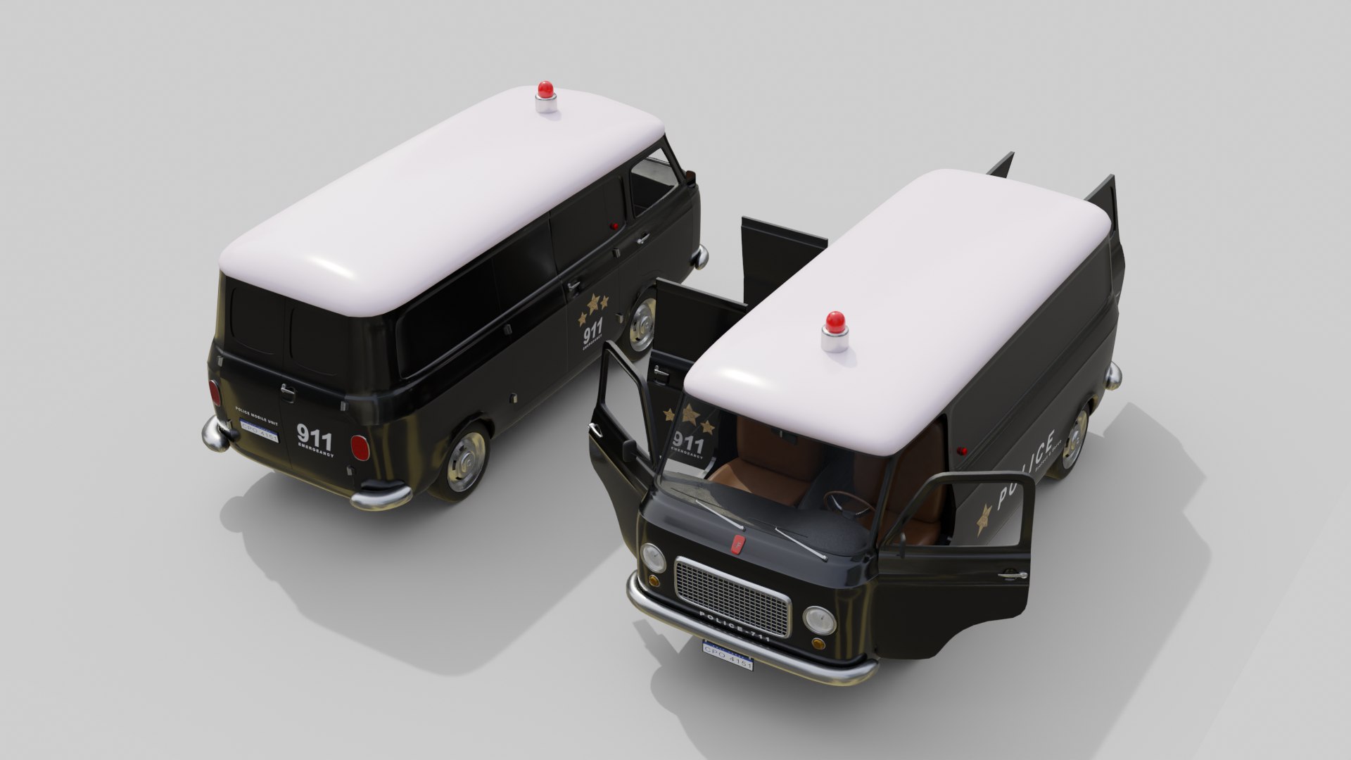 3D Vintage Police Van Model - TurboSquid 2273987
