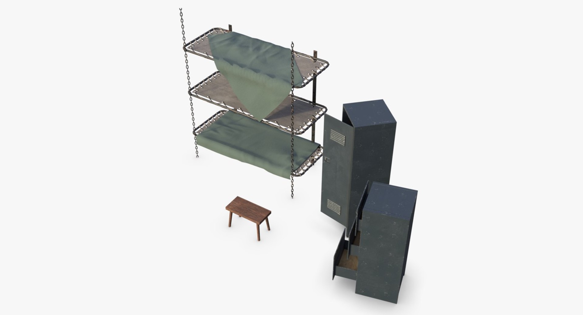 Wwii Bunker Beds Cabinets 3D Model - TurboSquid 1427454