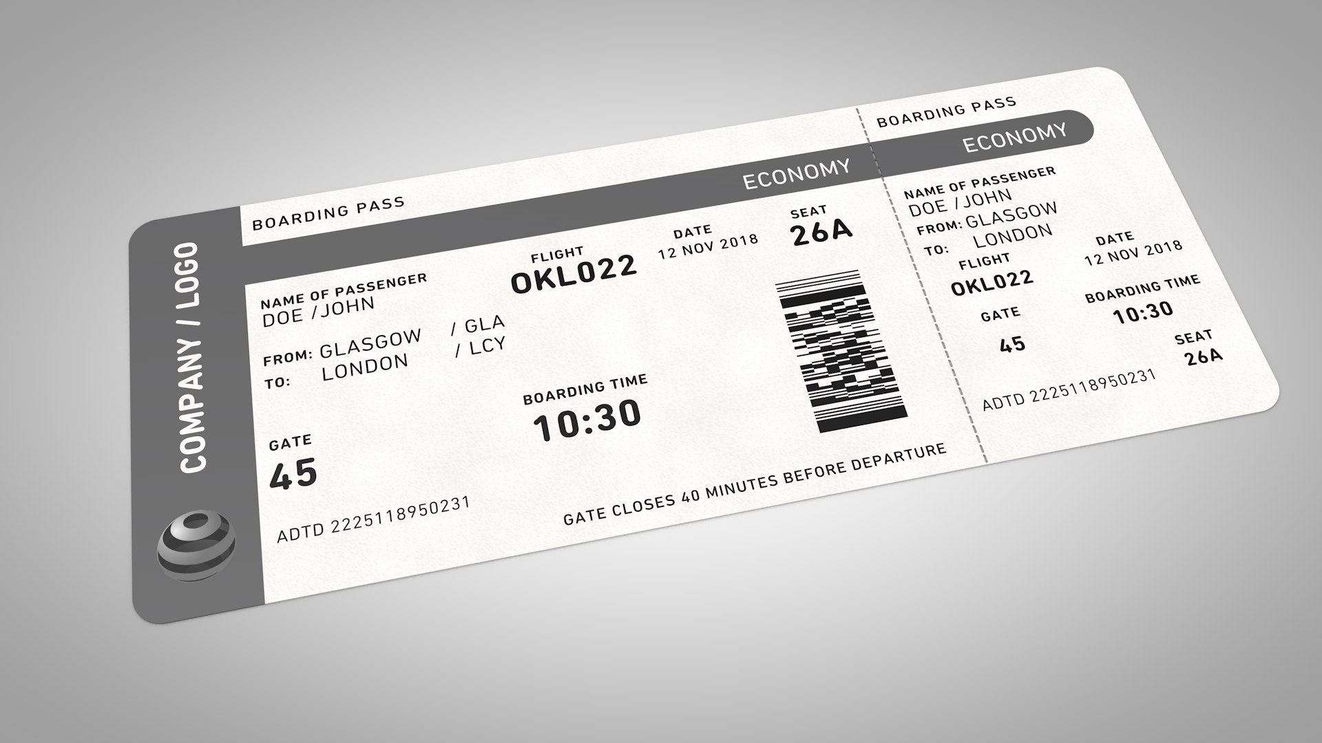 3d Model Flight Ticket