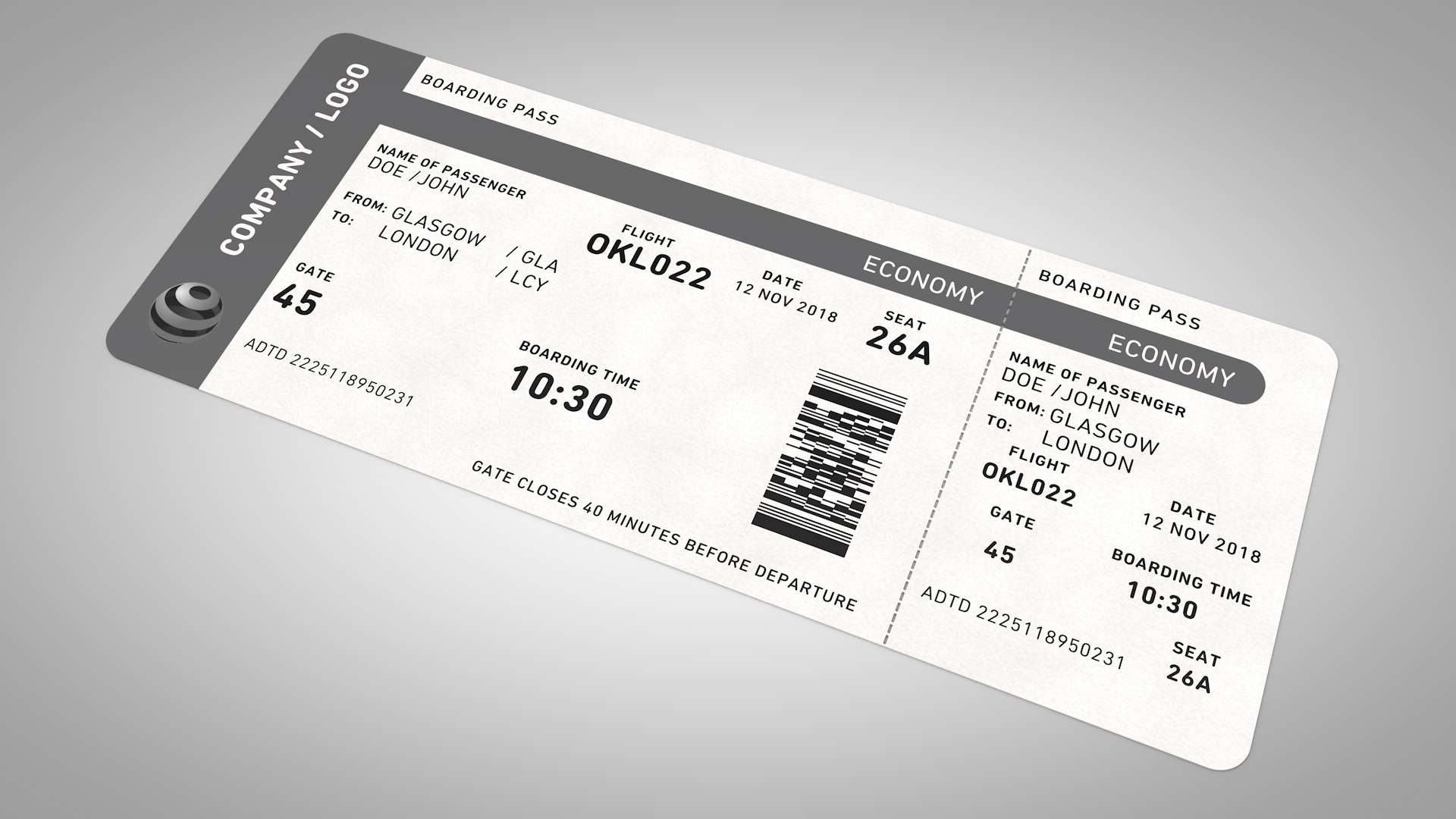 3d Model Flight Ticket