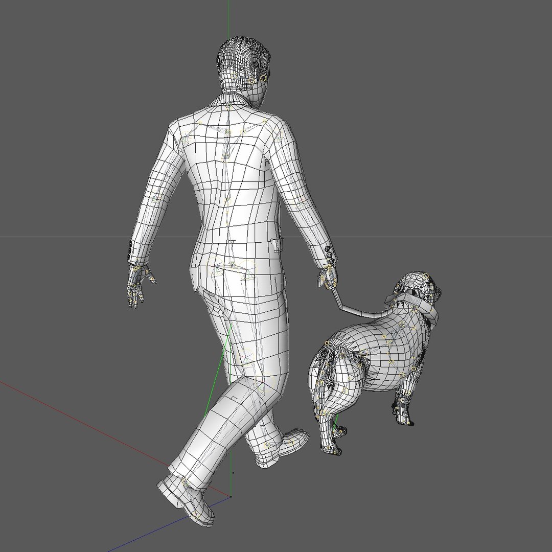 3d Business Man Walking Dog