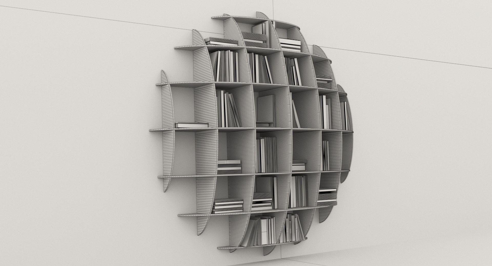 Bookshelf Books Sphere 3d Max