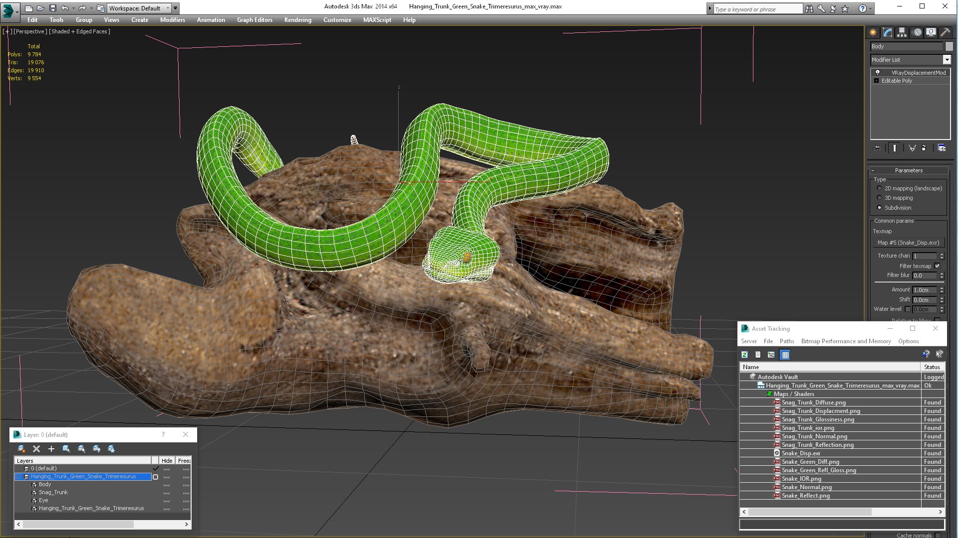 3D Hanging Trunk Green Snake Trimeresurus - TurboSquid 2106168