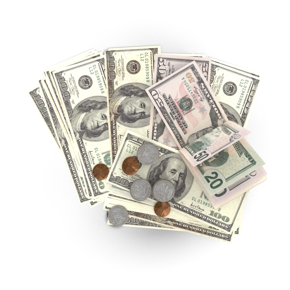 3d paper dollars coins