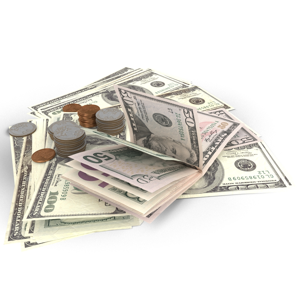 3d paper dollars coins
