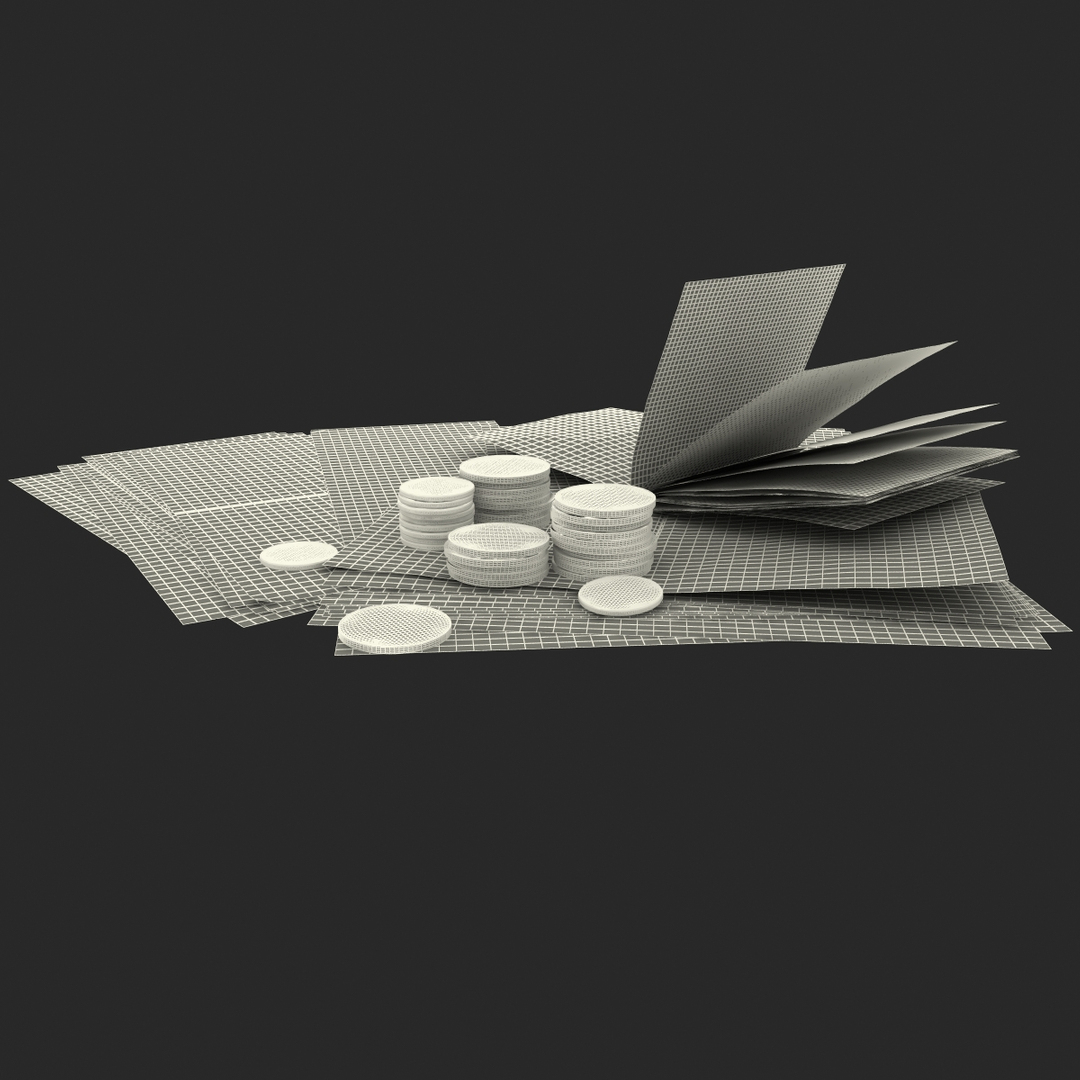 3d paper dollars coins