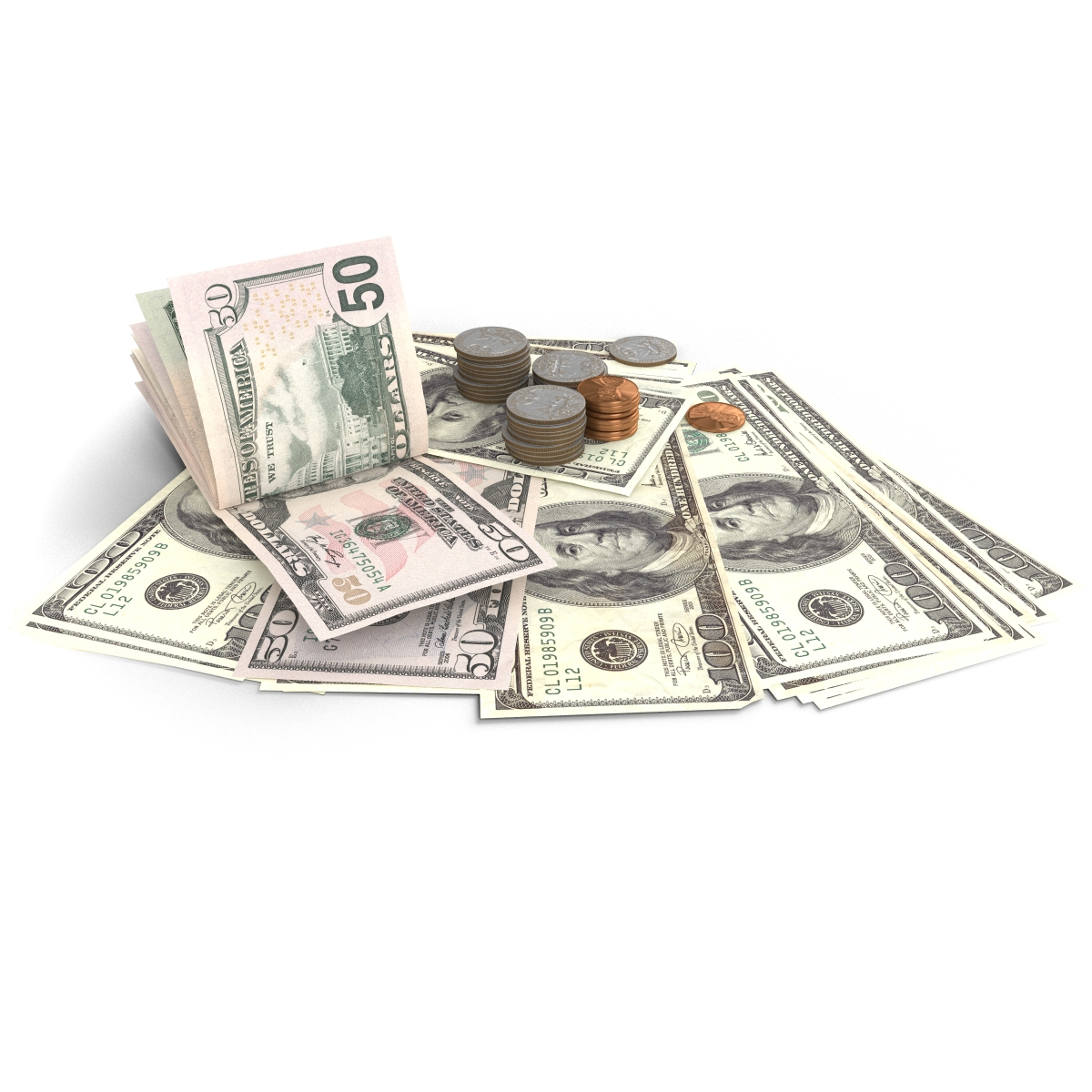 3d paper dollars coins