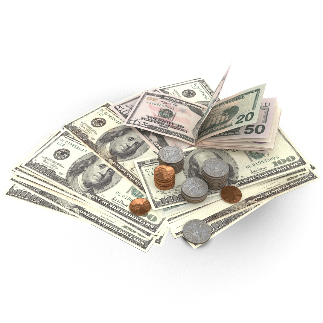 3d paper dollars coins