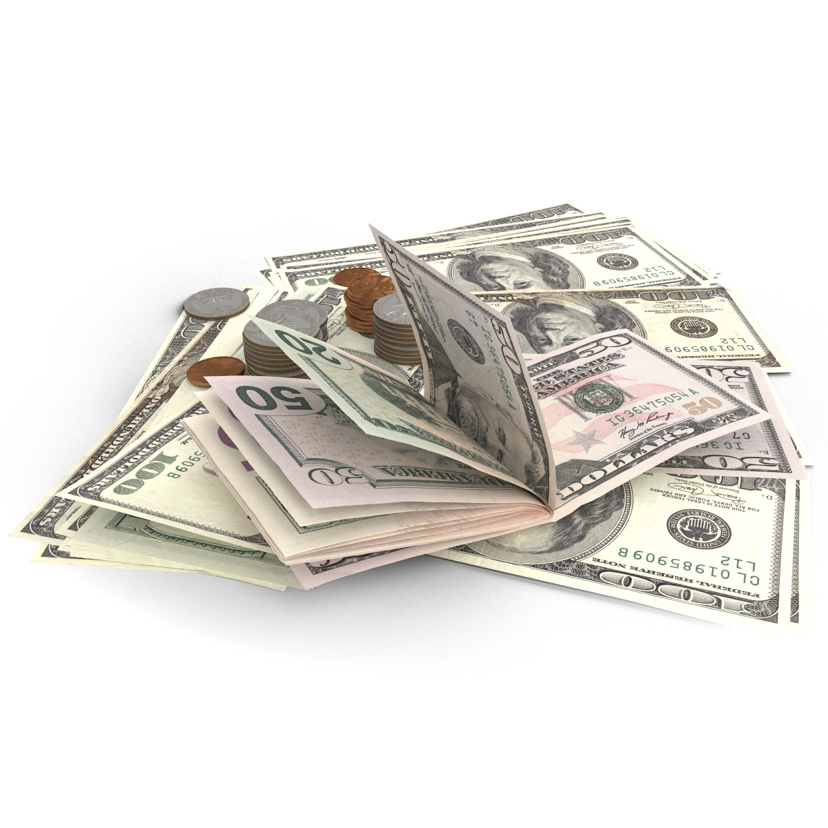 3d paper dollars coins
