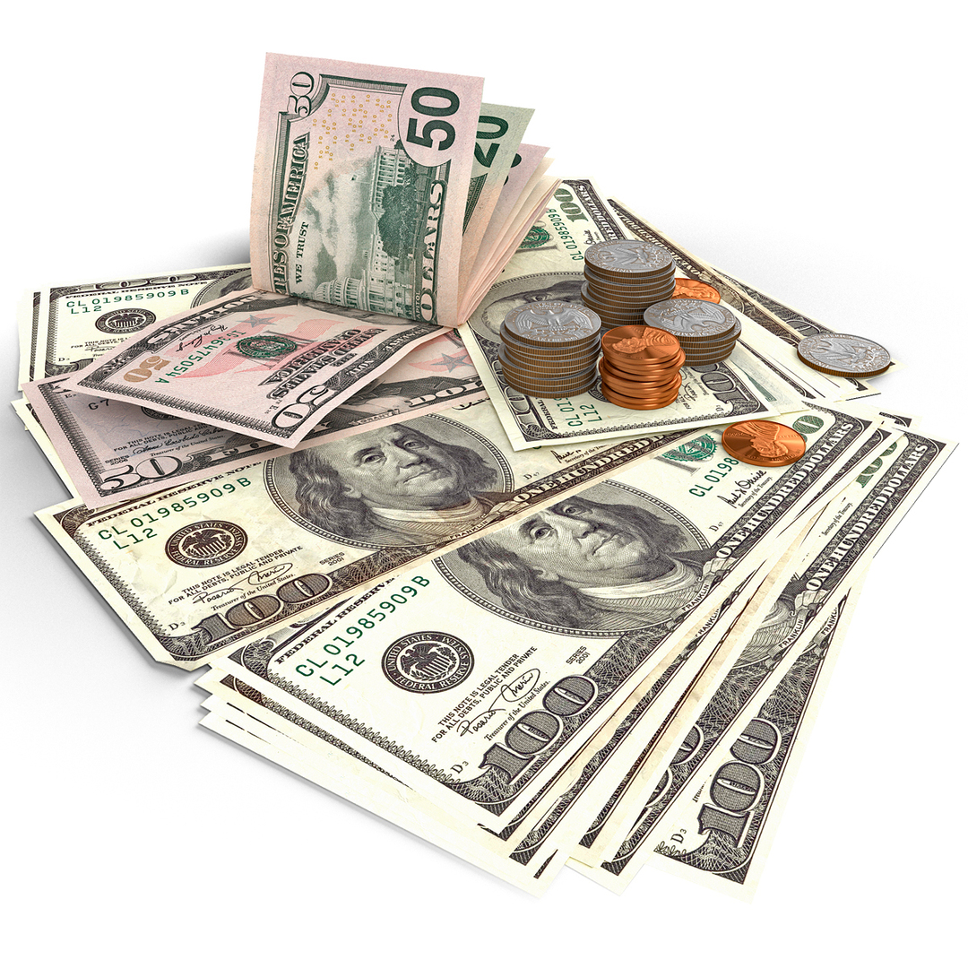 3d paper dollars coins