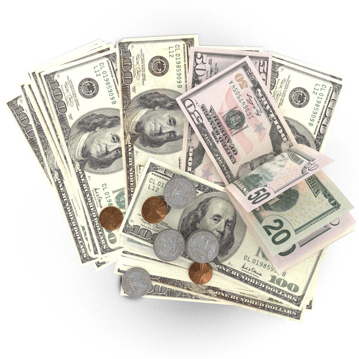 3d paper dollars coins