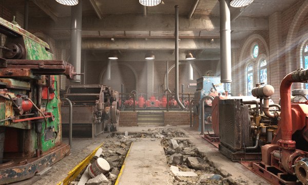 modelo 3d Old Factory Interior Scene - TurboSquid 1909186