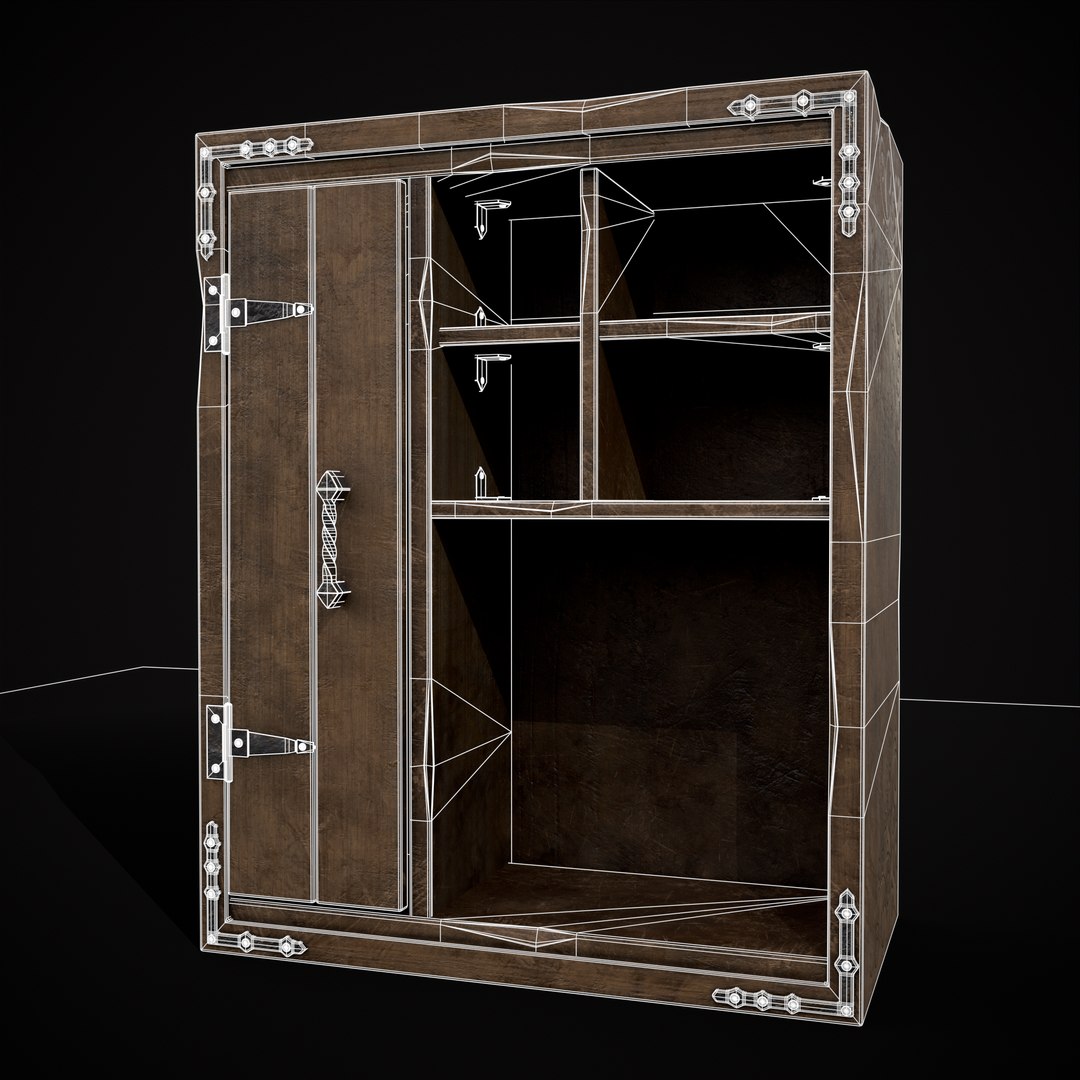 3D Rustic Ornamental Wooden Cabinet - TurboSquid 1968025
