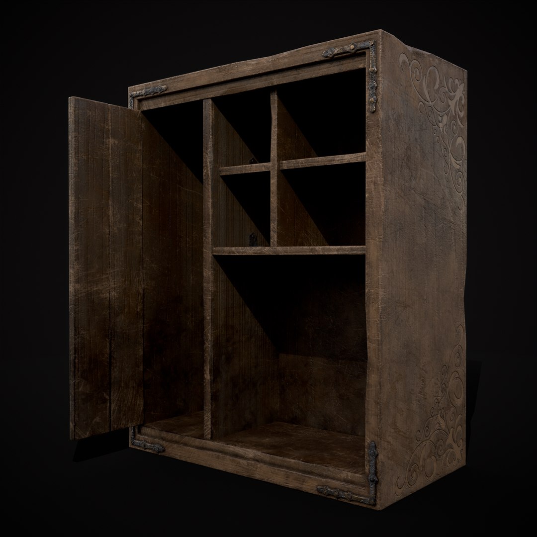 3D Rustic Ornamental Wooden Cabinet - TurboSquid 1968025