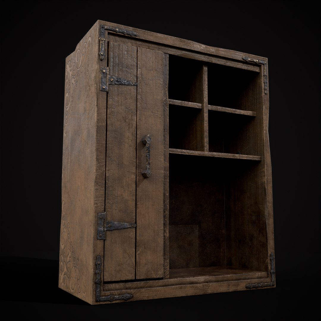 3D Rustic Ornamental Wooden Cabinet - TurboSquid 1968025