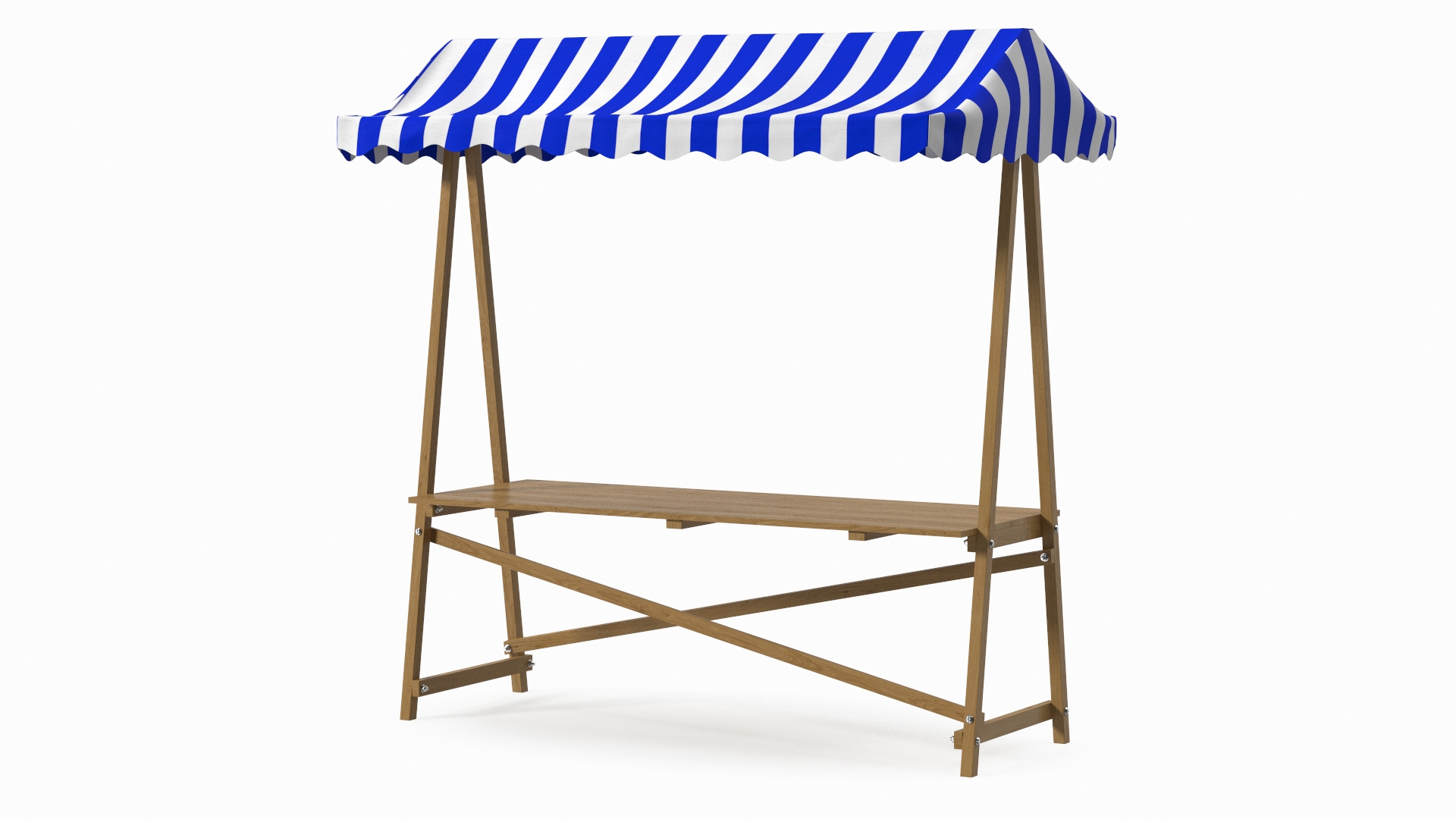 3D Wooden Market Stall With Awning - TurboSquid 1911754