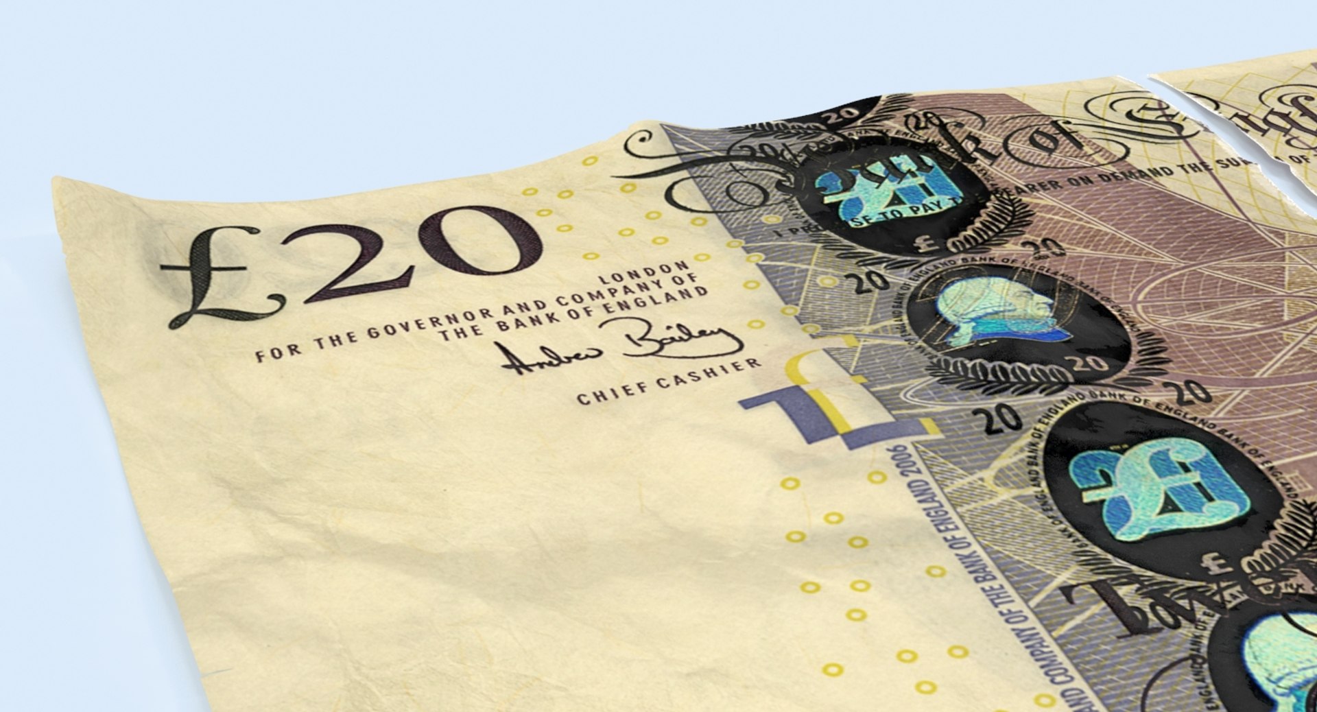 20 Pound Note Torn 3d Model