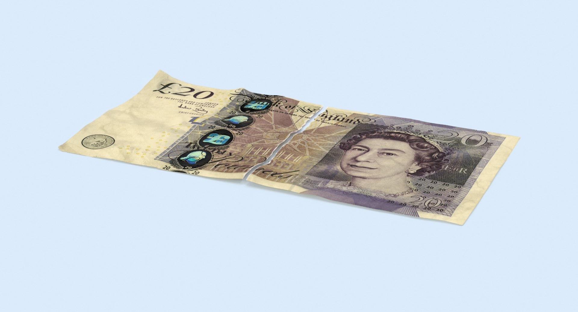 20 Pound Note Torn 3d Model