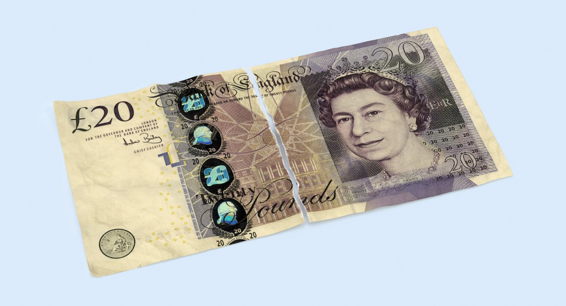 20 Pound Note Torn 3d Model