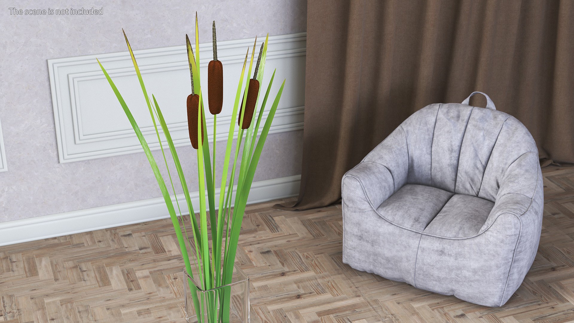 Cattail in Glass Vase 3D model - TurboSquid 2155587