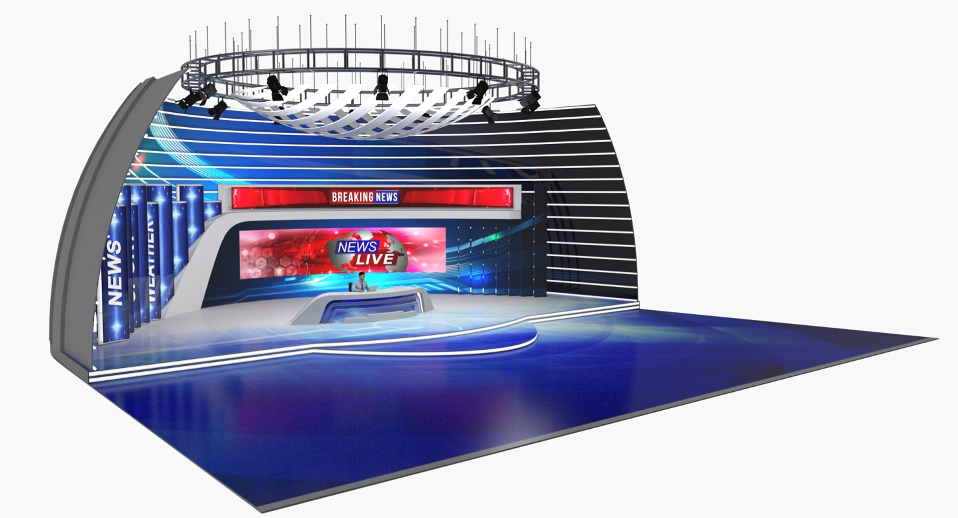 News Presenter Tv Studio Model - TurboSquid 1286634
