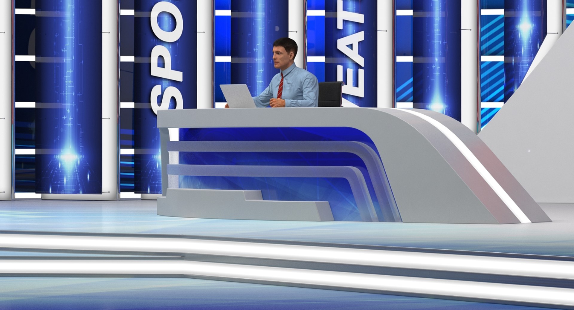 News Presenter Tv Studio Model - TurboSquid 1286634