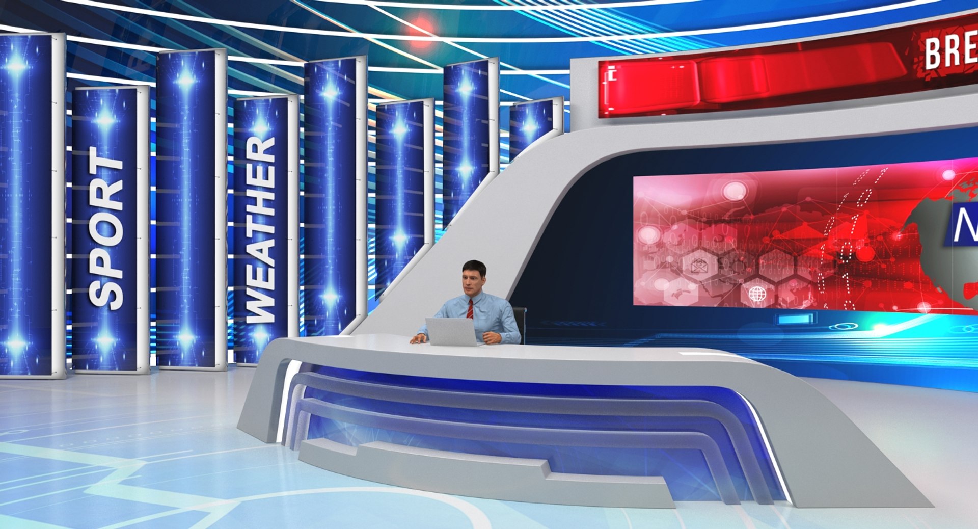News Presenter Tv Studio Model - TurboSquid 1286634