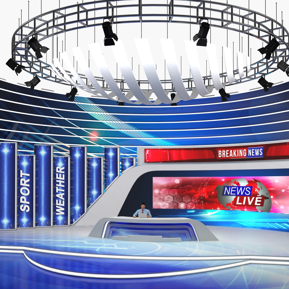 News presenter tv studio model - TurboSquid 1286634