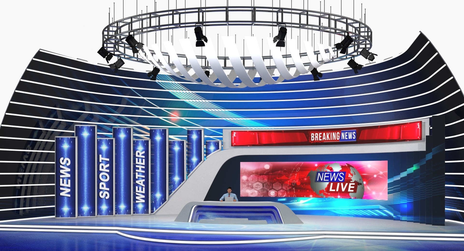 News Presenter Tv Studio Model - TurboSquid 1286634