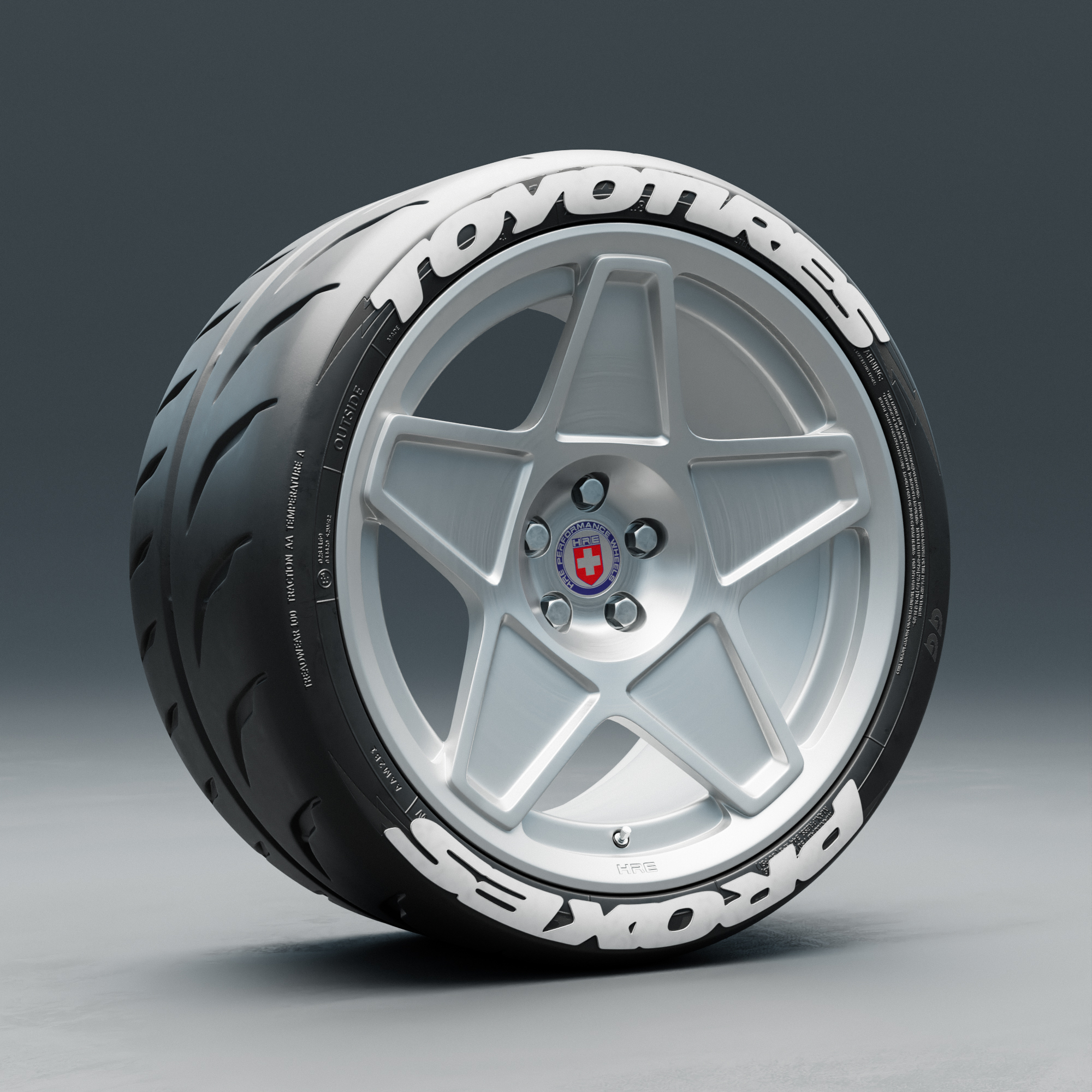 Car wheel TOYO PROXES R888R tire with HRE 505M rim 3D model ...