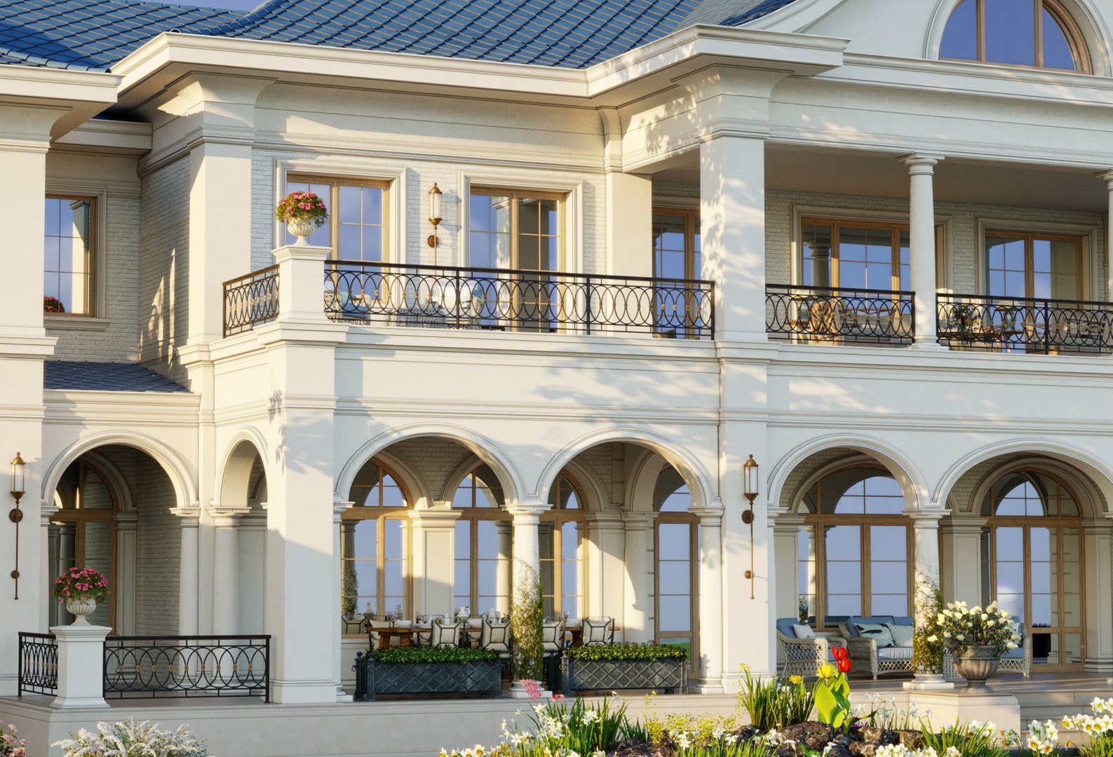 Facade With Arched Openings And A Balcony Arched Entrance Model ...