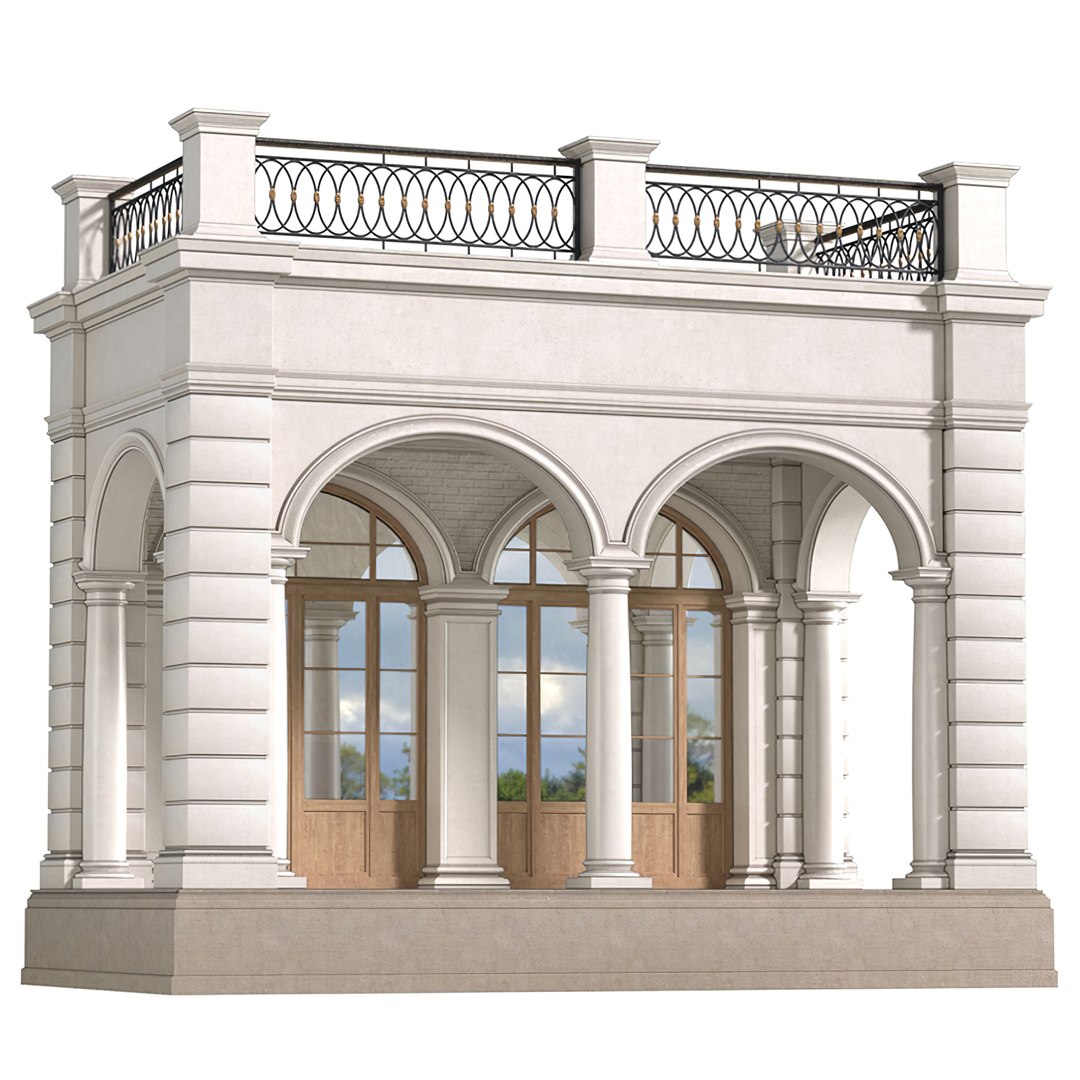 Facade With Arched Openings And A Balcony Arched Entrance Model ...