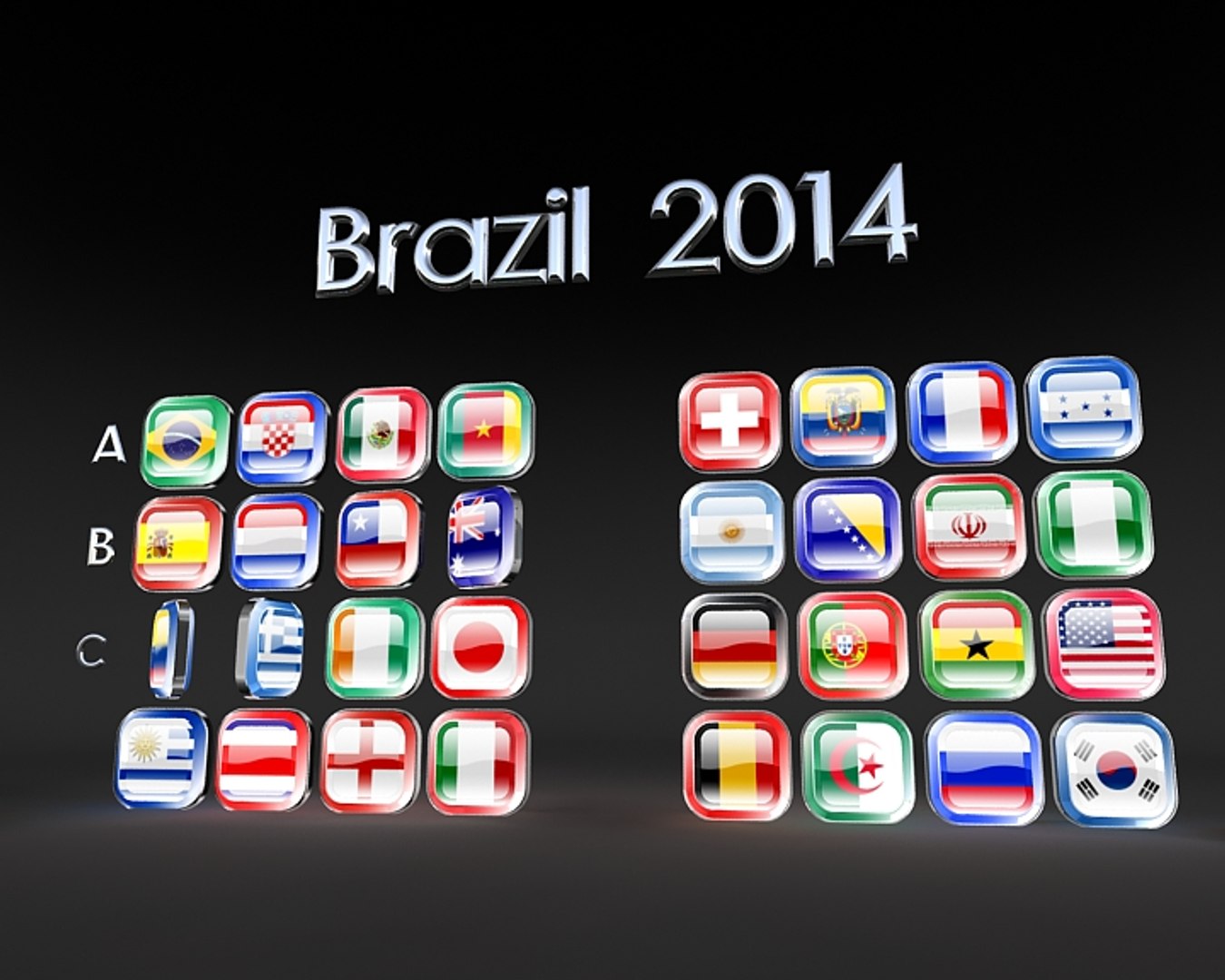 3d Model Of Flag Countries