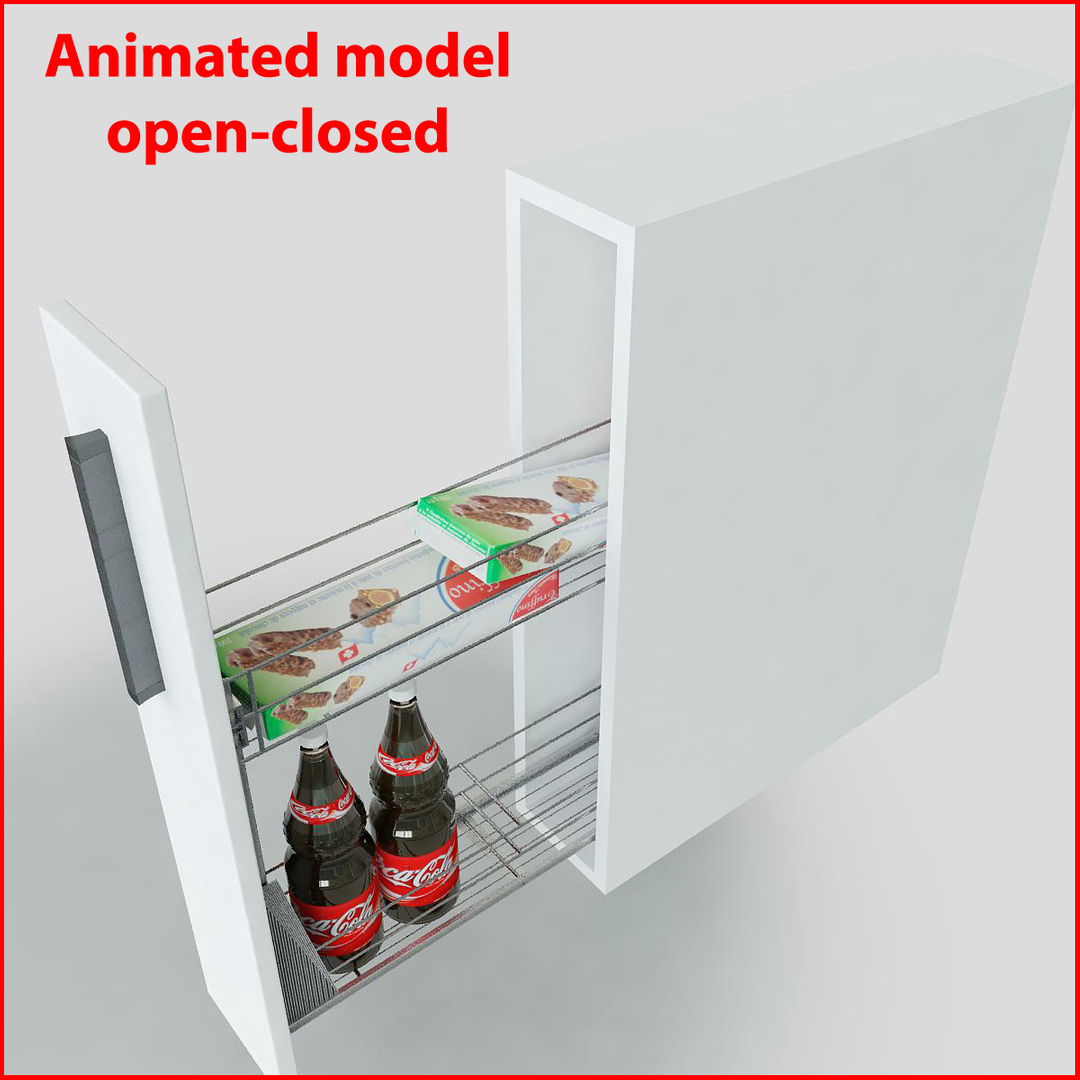 3d kitchen slider cabinet storages