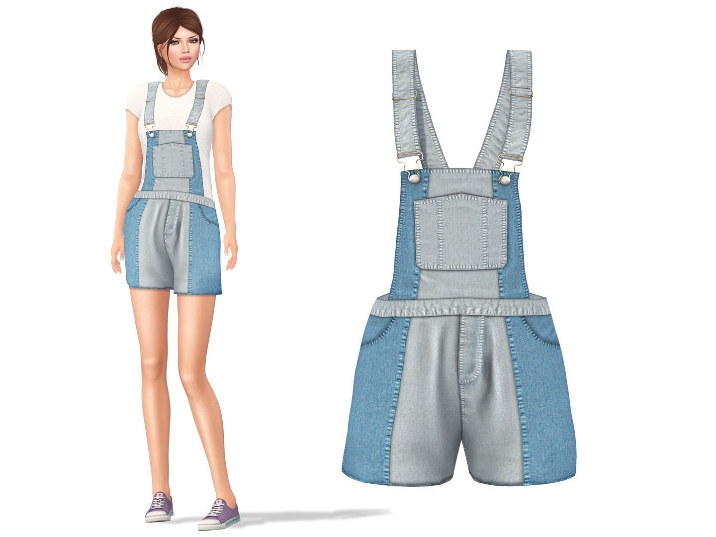 3D Dungaree Short Model - TurboSquid 1793156