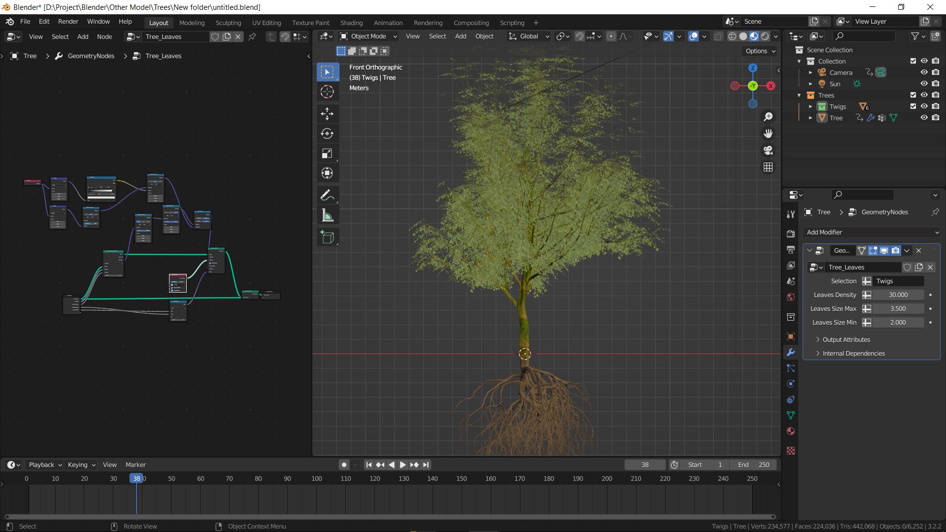 3D Tree with roots and leaves 3D model - TurboSquid 2094171