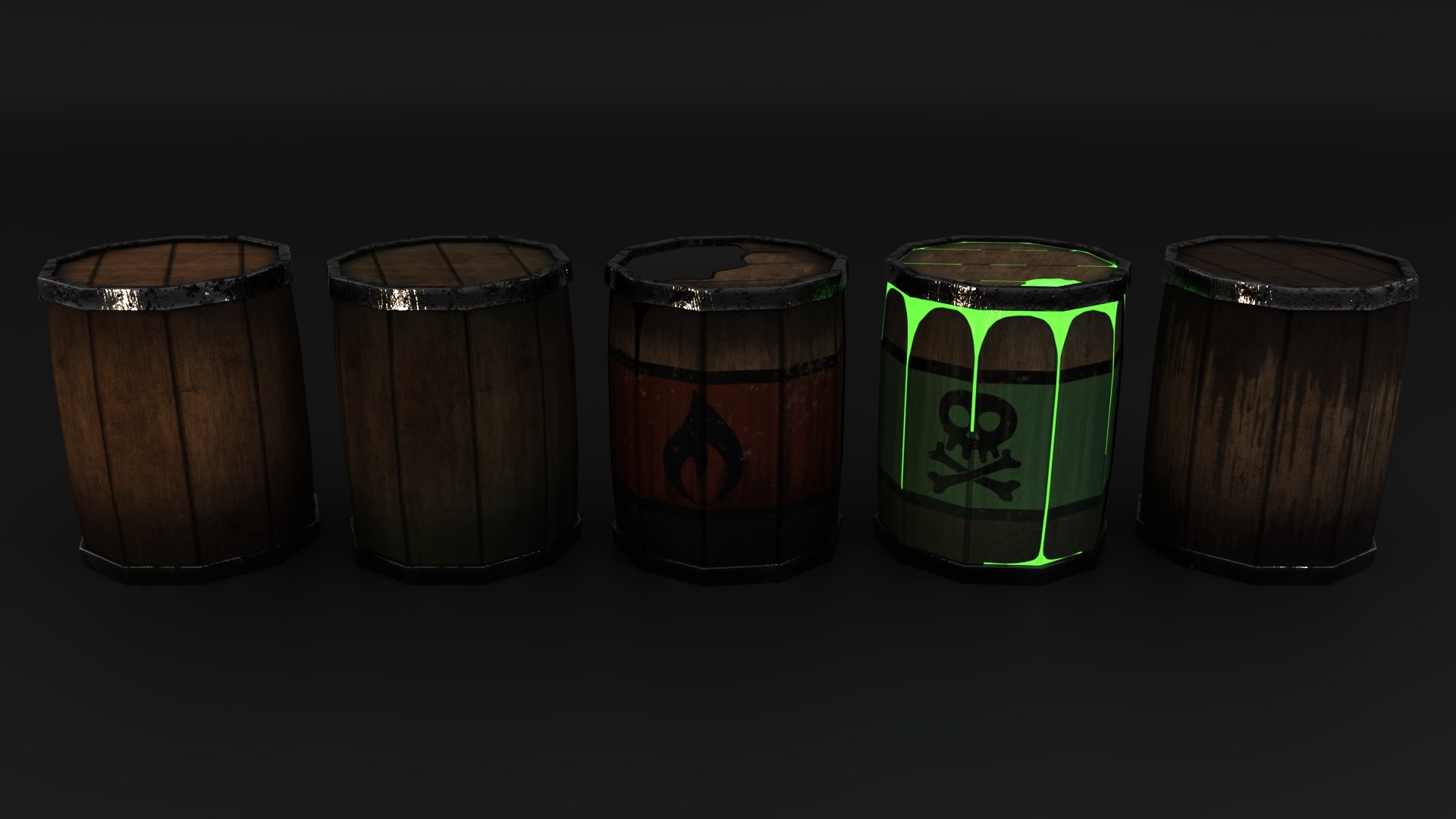 3D Game Render Ready Barrel Variety Pack - TurboSquid 1857865