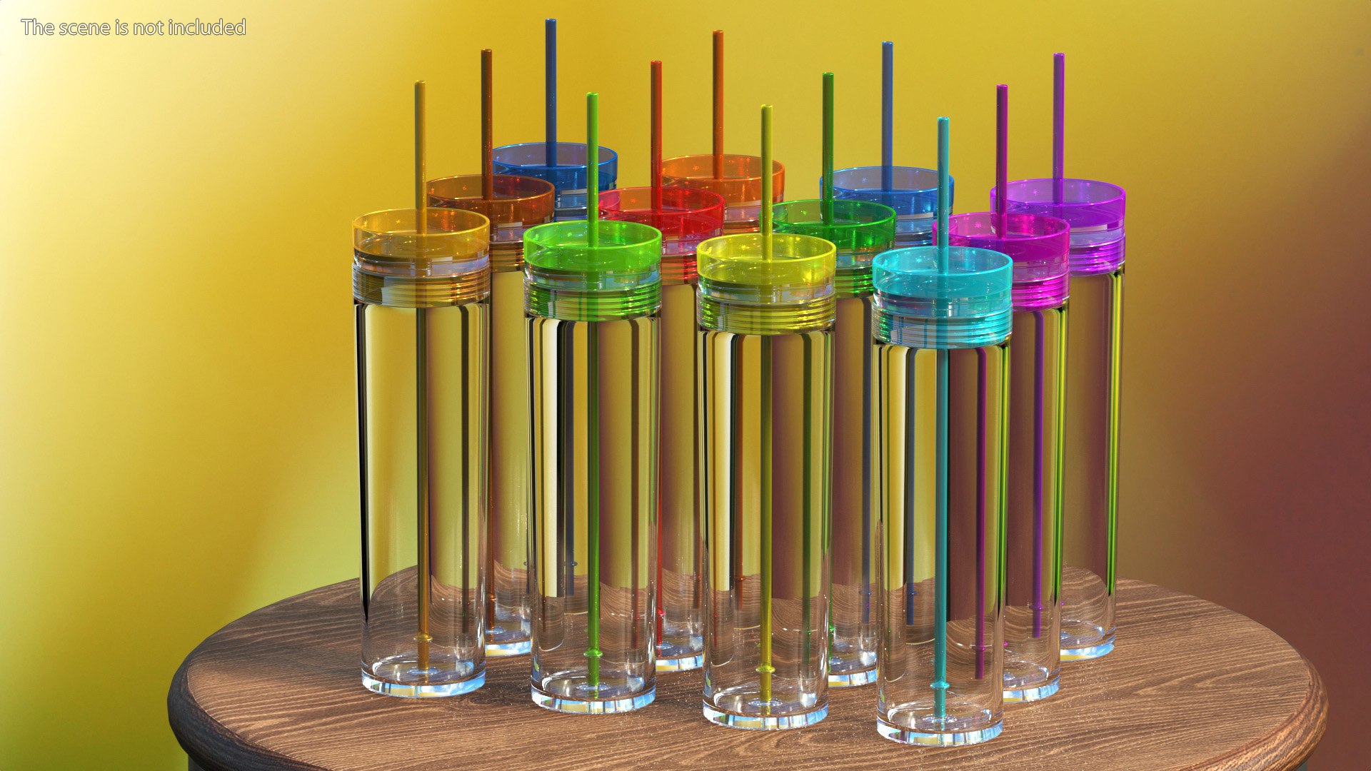 3D Colored Acrylic Tumblers With Lids And Straws SKINNY - TurboSquid ...