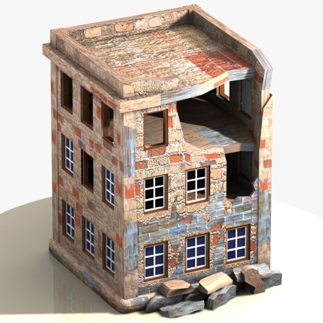 3ds Max Cartoon Wrecked Building