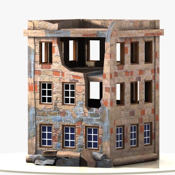 3ds max cartoon wrecked building