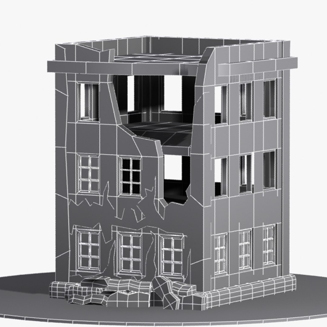 3ds Max Cartoon Wrecked Building