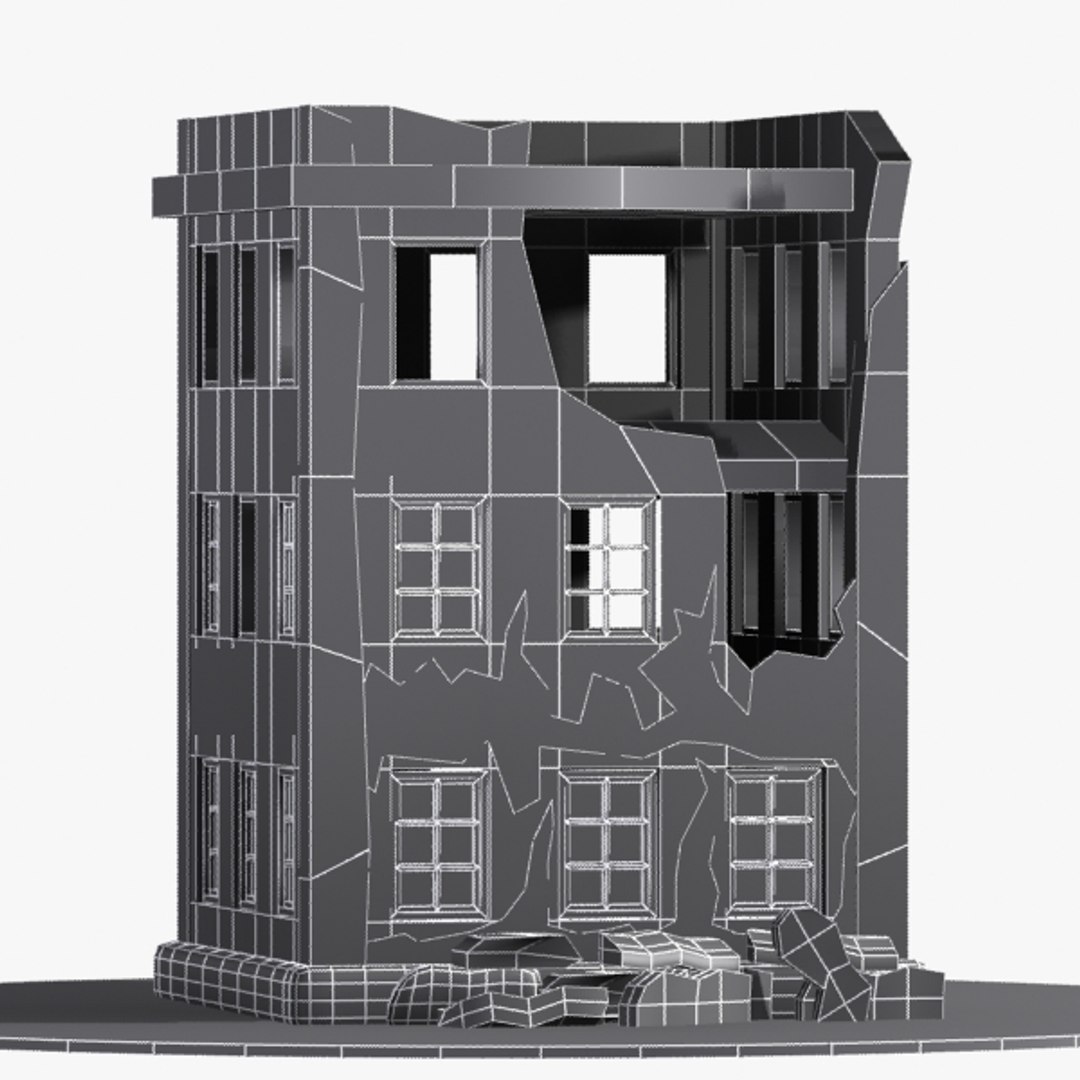 3ds Max Cartoon Wrecked Building
