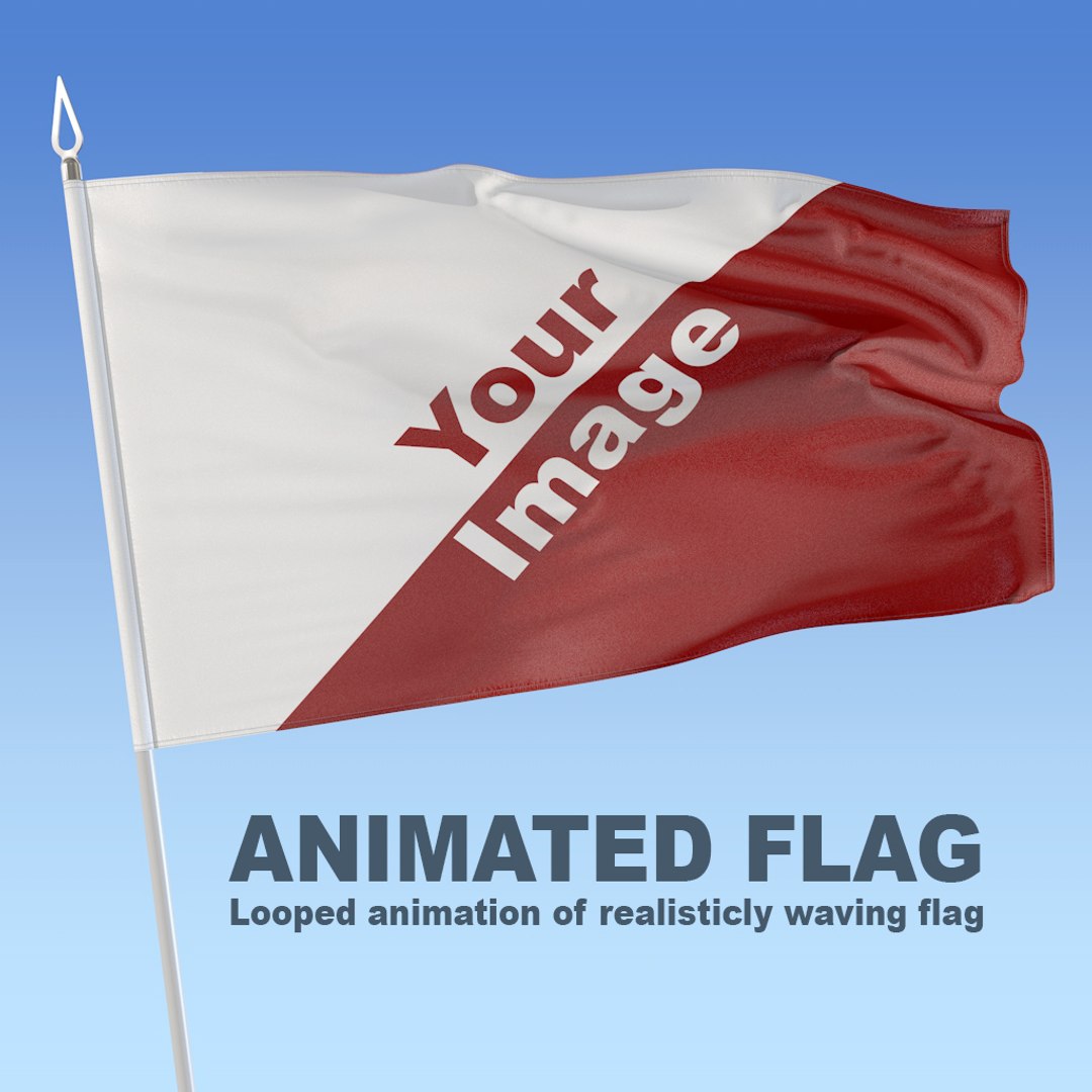 3d Animation Waving Flag Model