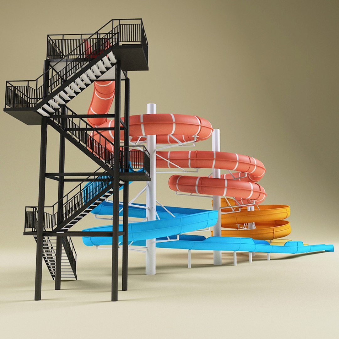Water Slide V8 3d Model