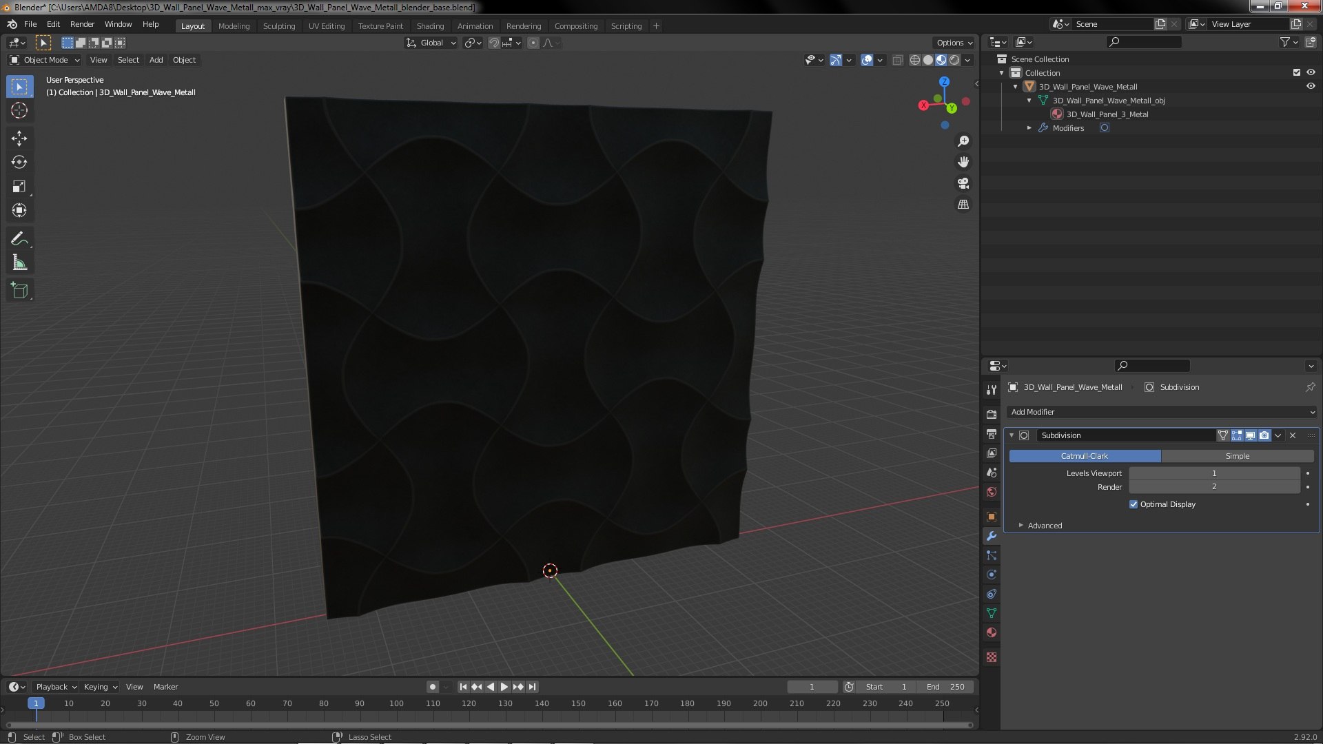 3D 3D Wall Panel Wave Metal - TurboSquid 1907991