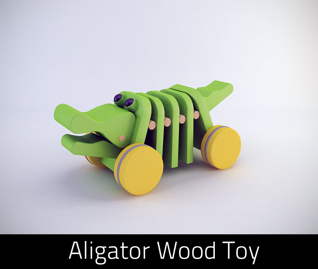 3d Wooden Aligator Toy Model